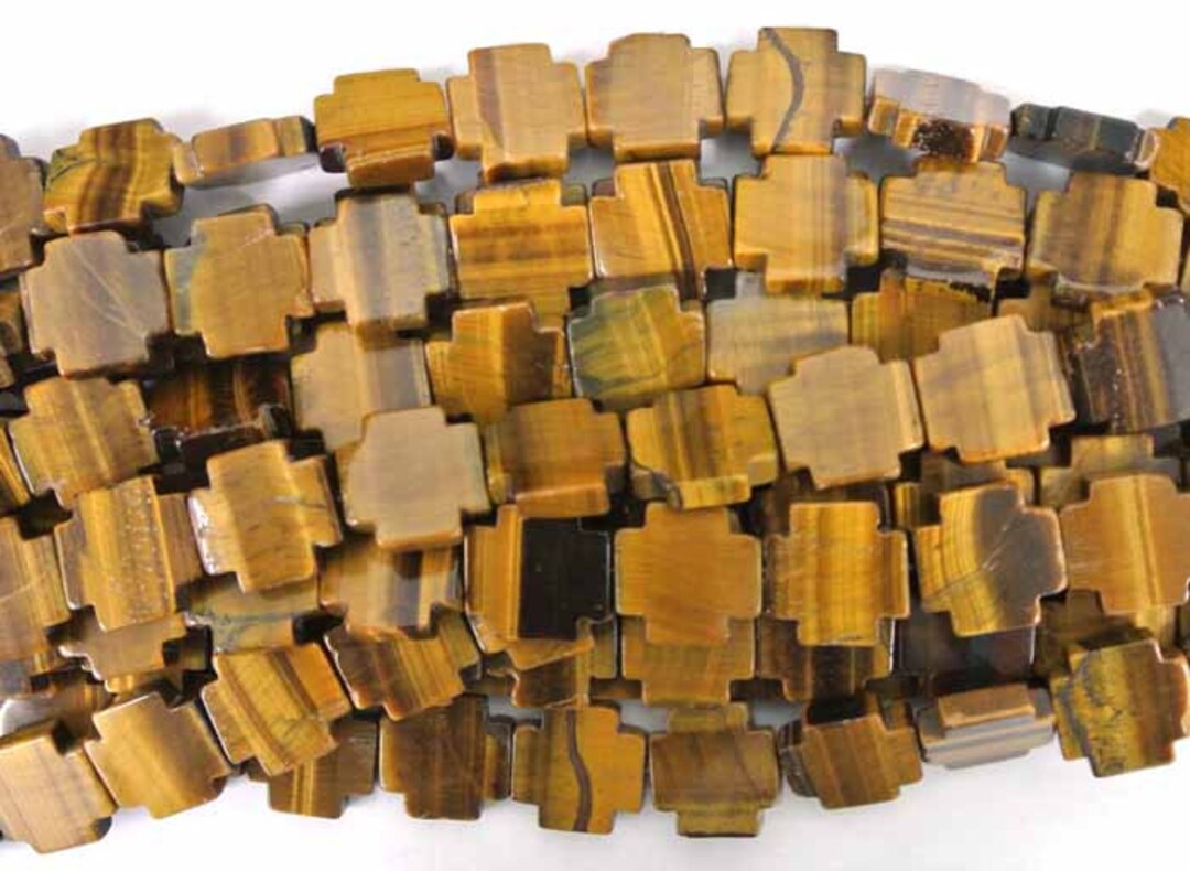 Tiger Eye Cross Beads - 25mm X 25mm, Tiger Eye Stone for Jewelry Design ...