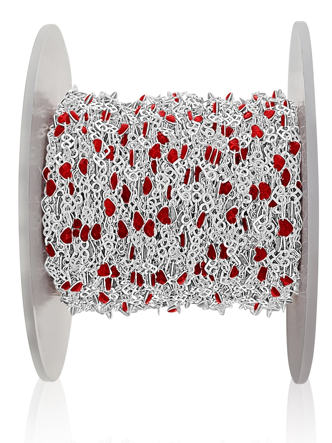 Sterling Silver 925, Red Enameled Heart Chain, Alternating Filigree and ...