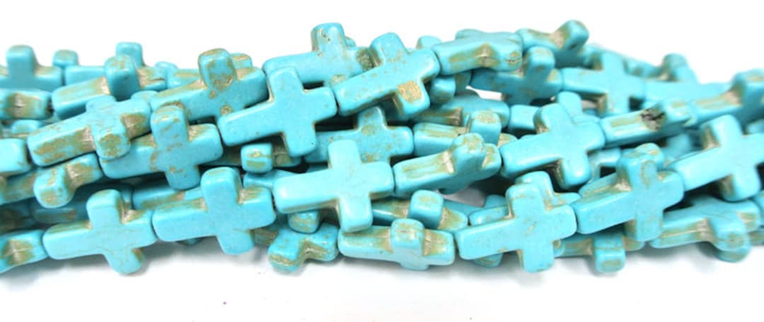 Turquoise Cross Beads, Stone Crosses, 15x12mm Magnesite Cross ...