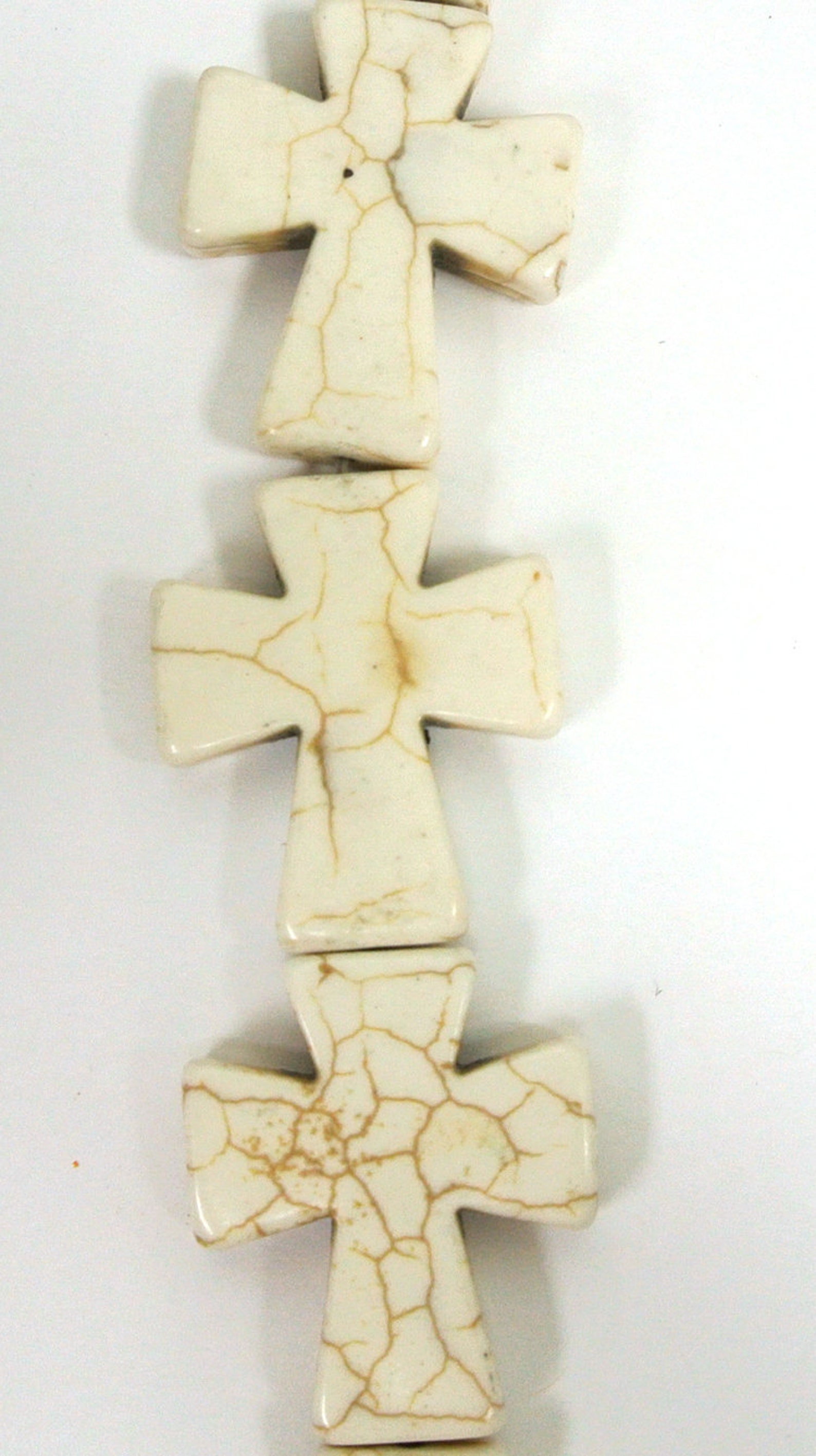White Cross Beads, Large Crosses, 35x30mm Magnesite Crosses, White ...