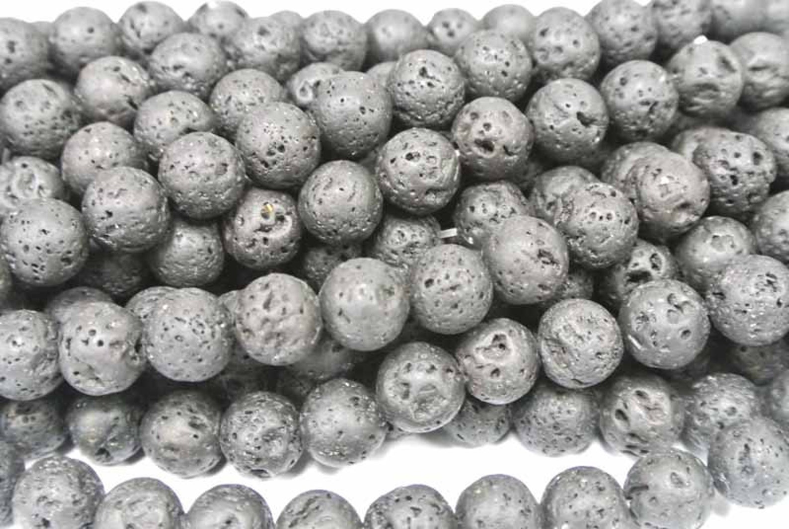 6mm Round Lava Beads, Volcanic Lava Beads, 1 Strand (16"), Round Black ...