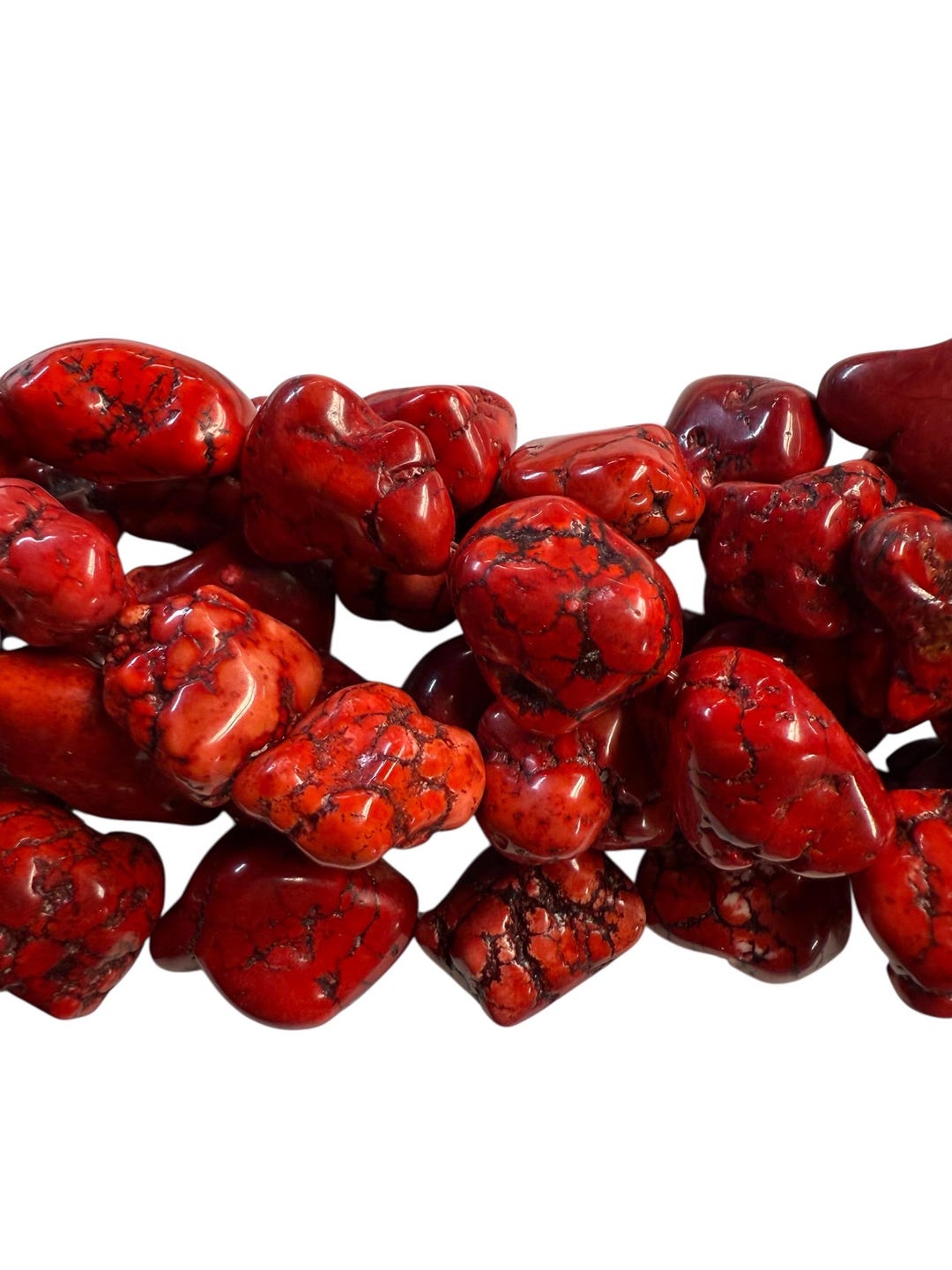 Large Red Nuggets Howlite, Magnesite Red Nugget Beads, 1 Strand (16 ...