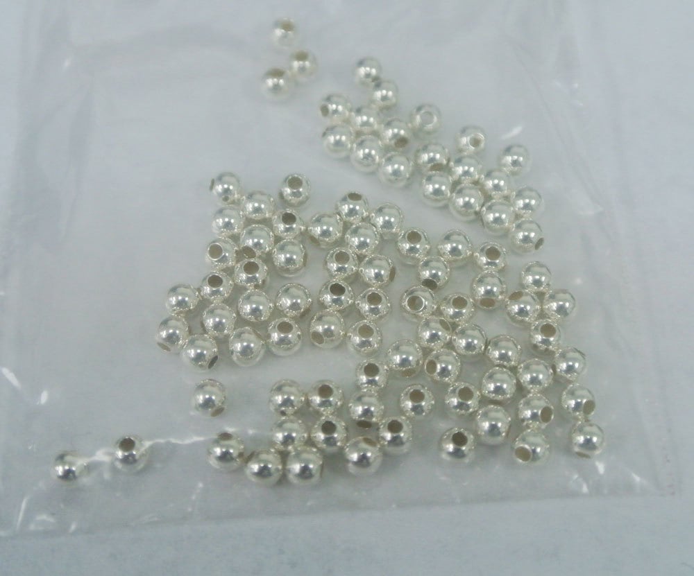 100 Sterling Silver 3mm Round Seamless Smooth Beads 3mm | Etsy