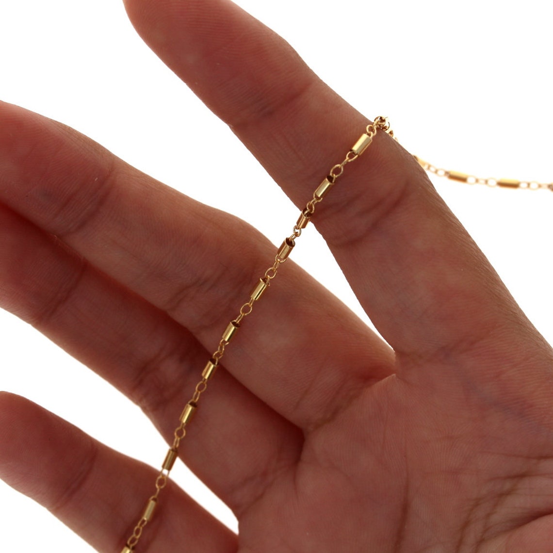 14kt Gold Filled Chain Tube Bar Link Chain 3 Feet High - Etsy