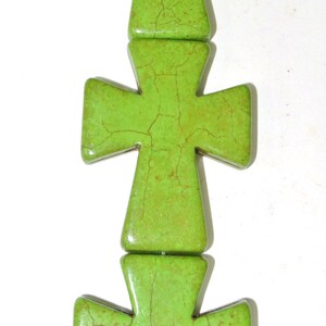 1 STRAND - Green Cross Beads, Large Crosses, 50x40mm Magnesite Crosses ...
