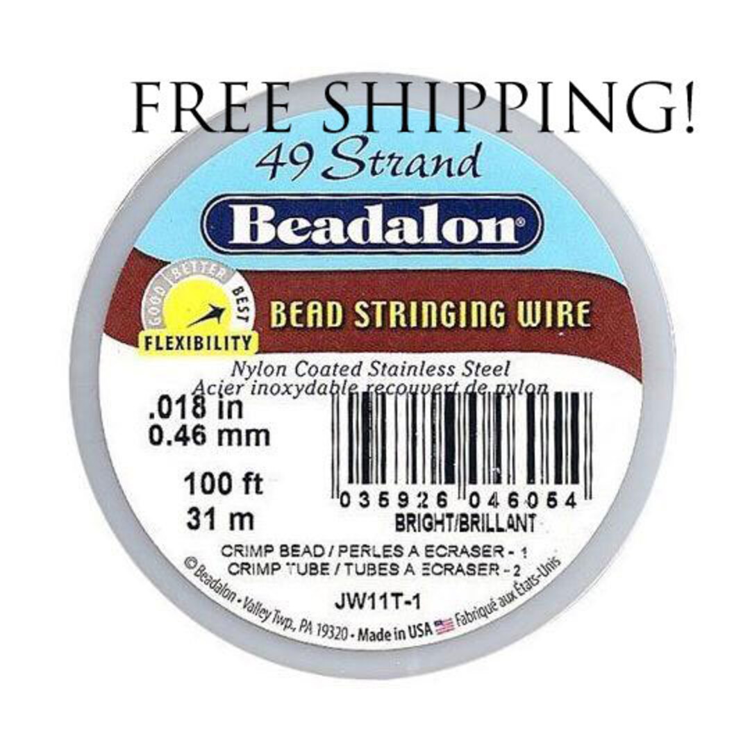Beadalon 49 Strand Beading Wire .018 30ft & 100ft Spools - Free ...