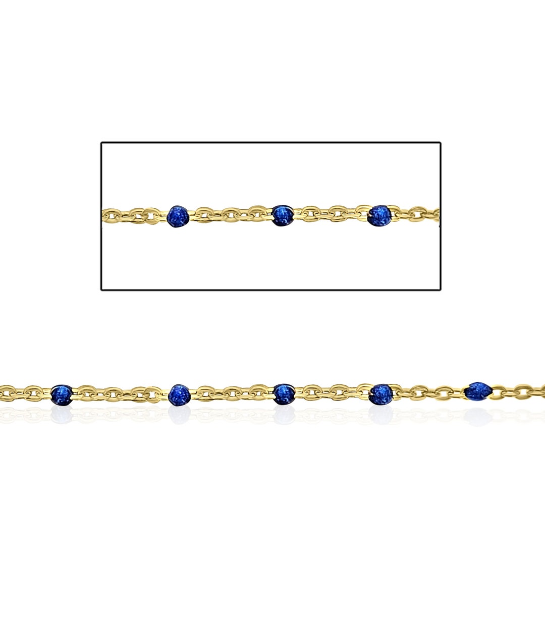 14kt Gold Filled, 3 Feet, Lapis Seed Bead Station Chain, 2mm Lapis ...