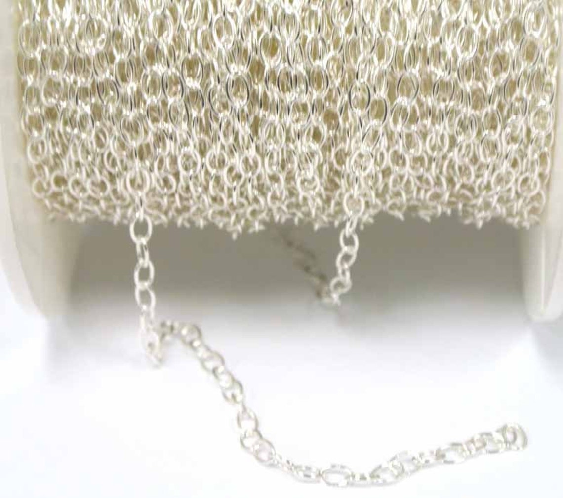 Sterling Silver Chain by the Foot Cable Chain Small | Etsy