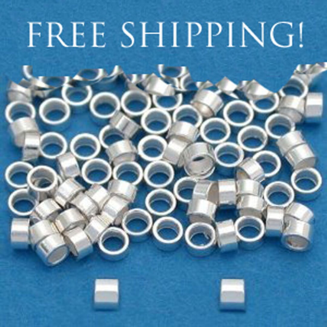 Sterling Silver Crimp Beads, 2mm Silver Crimps, 50 PCS, 2mm X 1mm- 925 ...