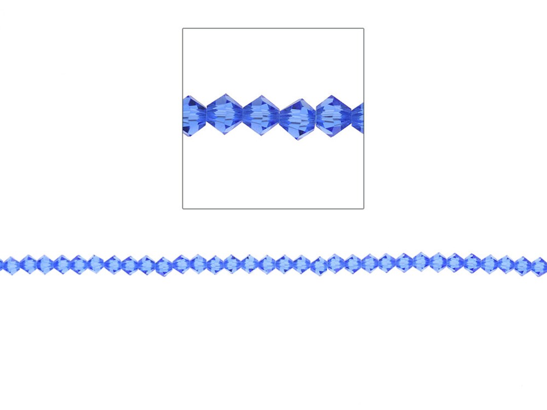 4mm Crystal Bicone Beads, 100 pieces, Sapphire, Genuine Swarovski ...