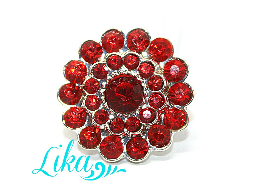Flatback Metal Rhinestone - Red - Rhinestone Button - Acrylic Button ...