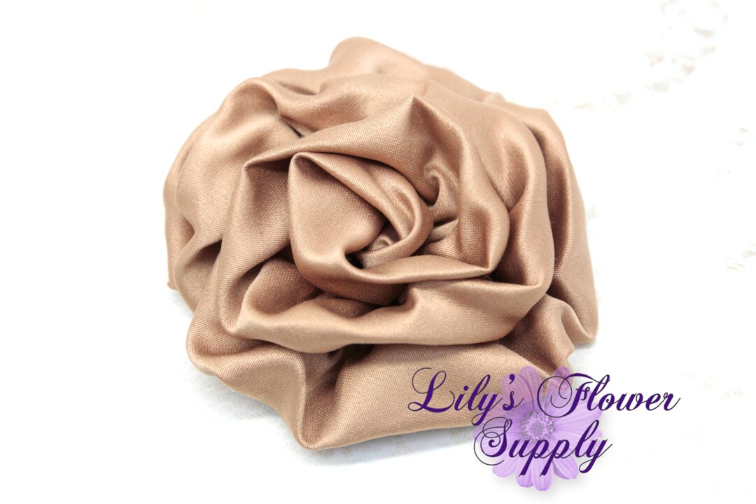 Satin Rolled Rosettes -tan - Satin Flower - Satin Rose - Ruched Flowers ...