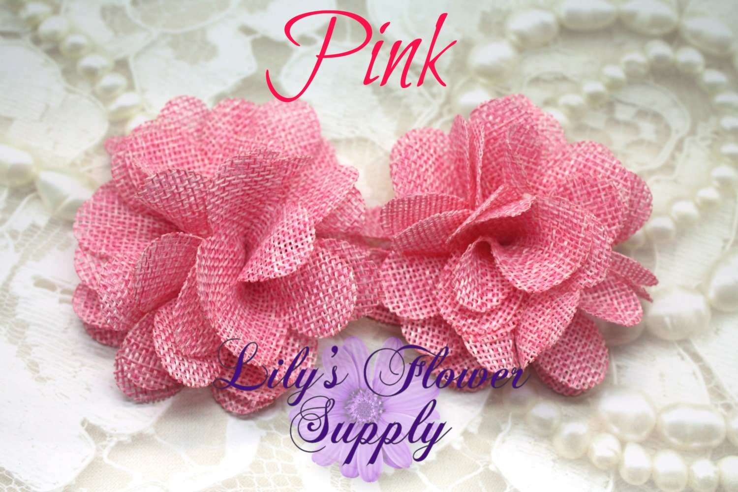 Burlap Flowers Pink Burlap Flower 3 Inches Fabric | Etsy