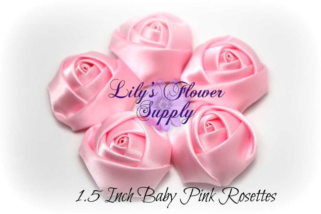 Baby Pink Mini Rolled Rosettes Wholesale 1.5 Inch Satin Flower Satin ...