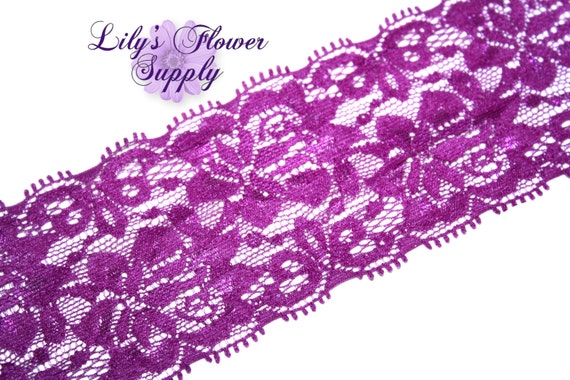 Purple Lace Elastic 2 Inch Stretch Lace by the Yard - Etsy