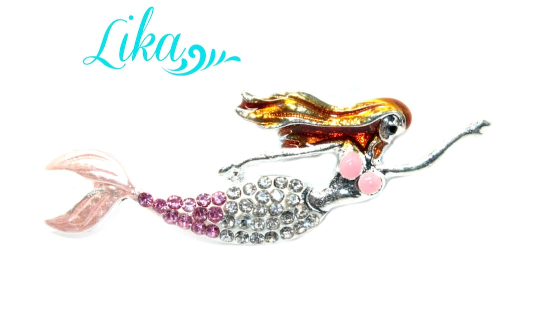 Mermaid Rhinestone - Pink Mermaid Rhinestone - Rhinestone Button ...