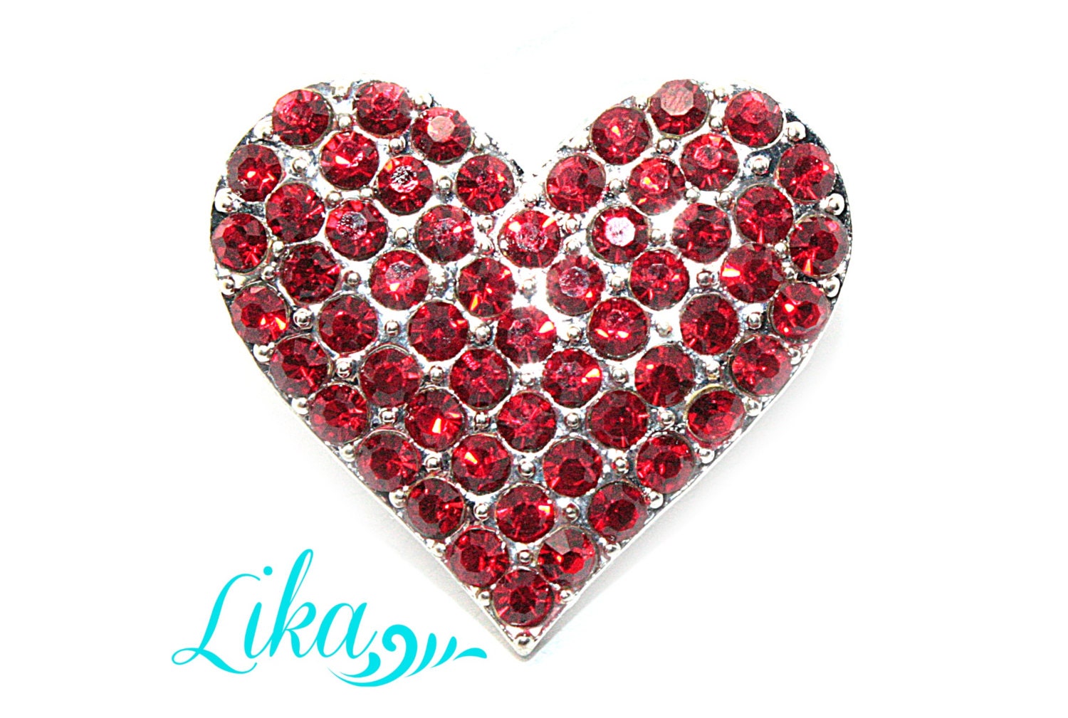 Red Heart Rhinestone - Metal Rhinestones - Flatback Rhinestone Buttons ...