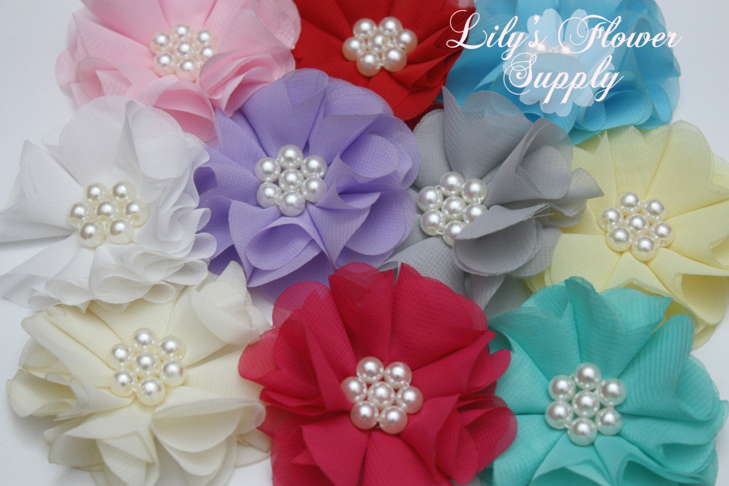 Chiffon Fabric Flowers Wholesale Chiffon Beaded Flower - Etsy