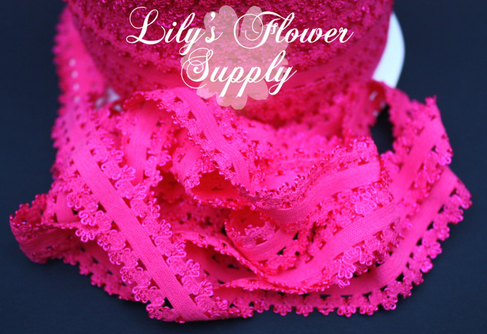 Hot Pink Picot Edge Stretch Lace Stretch Lace by the Yard | Etsy