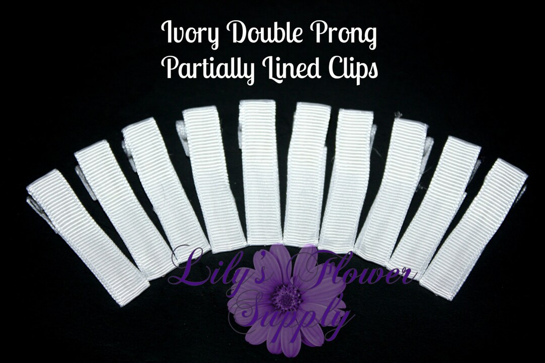 Ivory Lined Clips - Double Prong - Partially Lined Clips - Alligator ...