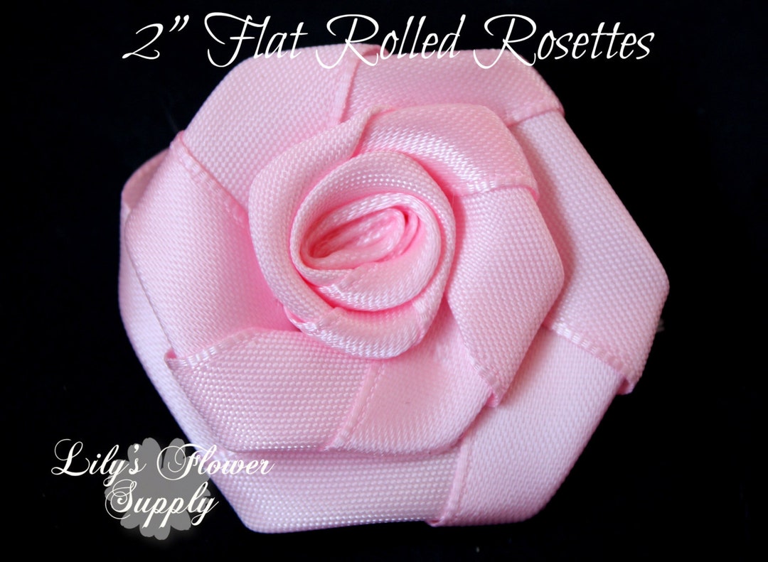 Light Pink Flat Rolled Rosettes Wholesale 2 Inch Satin - Etsy