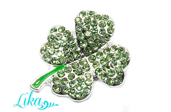 Shamrock Rhinestone Button Green Clover Leaf Rhinestone | Etsy