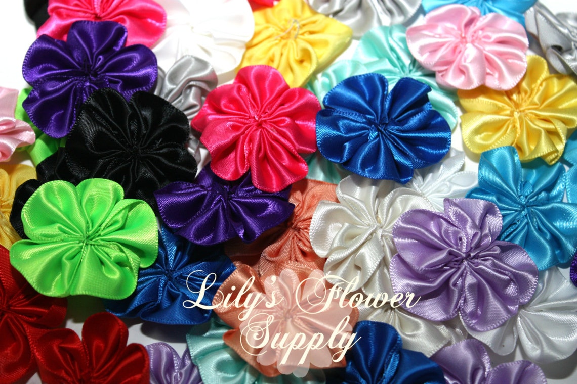 Mini Satin Flowers Ribbon Flower Wholesale 1.5 Inch - Etsy