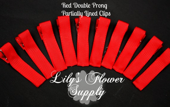 Red Lined Clips Double Prong Partially Lined Clips | Etsy