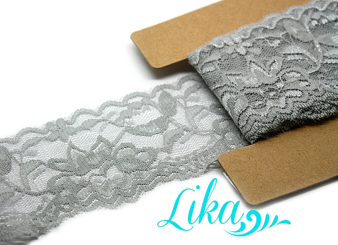 Stretch Gray Lace - 2 Inch Wide Stretch Lace by Yard - Stretch Lace ...