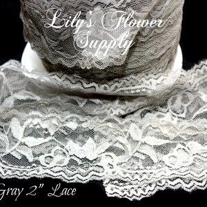 Stretch Gray Lace - 2 Inch Wide Stretch Lace by Yard - Stretch Lace ...