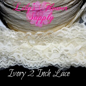 Stretch Ivory Lace Elastic - 2 Inch Stretch Lace by Yard - Stretch Lace ...