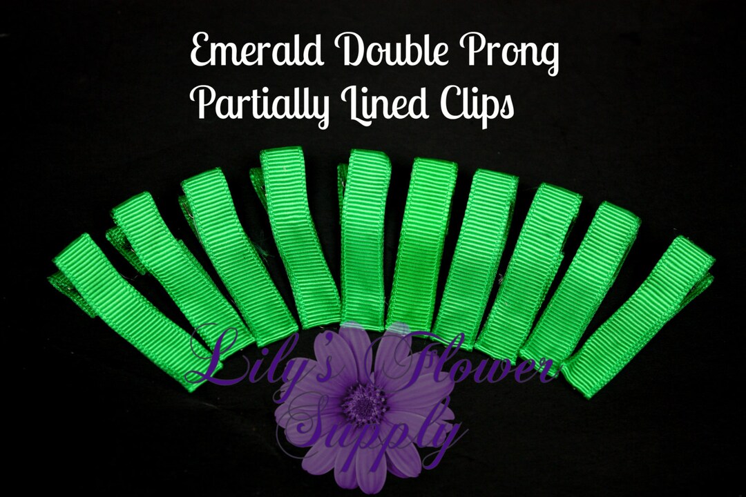 Emerald Lined Clips Double Prong Partially Lined Clips - Etsy