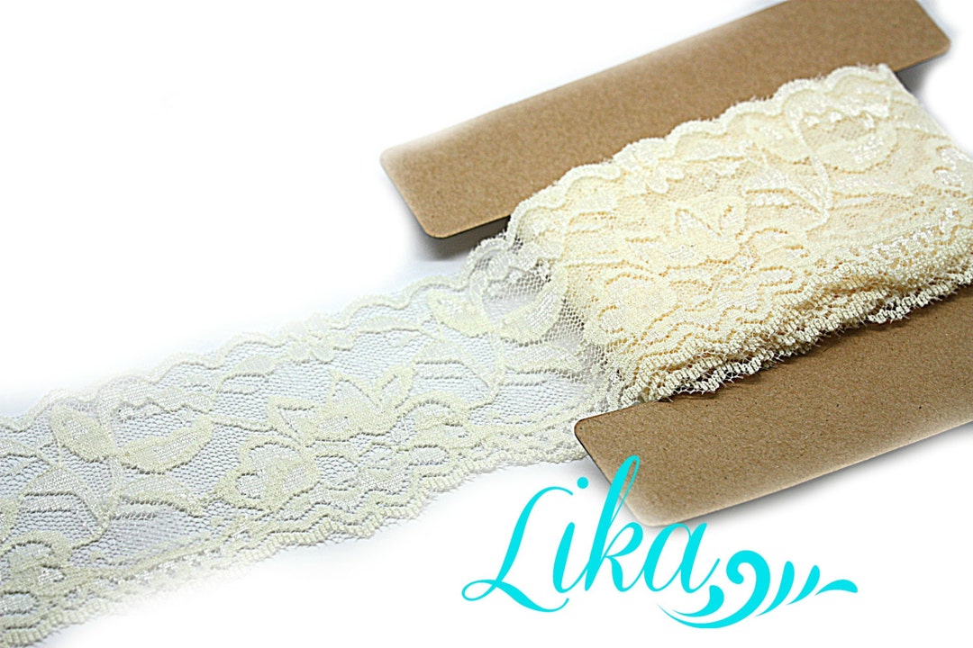 Stretch Ivory Lace Elastic - 2 Inch Stretch Lace by Yard - Stretch Lace ...