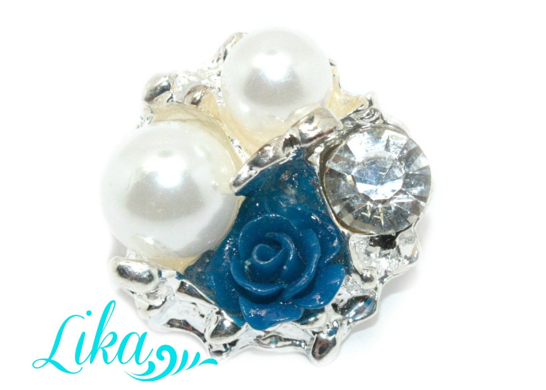 Royal Blue Vintage Rose Rhinestone Button Vintage Rose Rhinestone ...