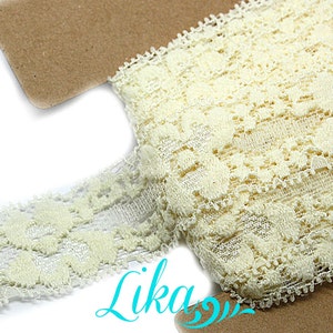 Stretch Ivory Lace Elastic 1 Inch Stretch Lace by Yard Stretch Lace ...