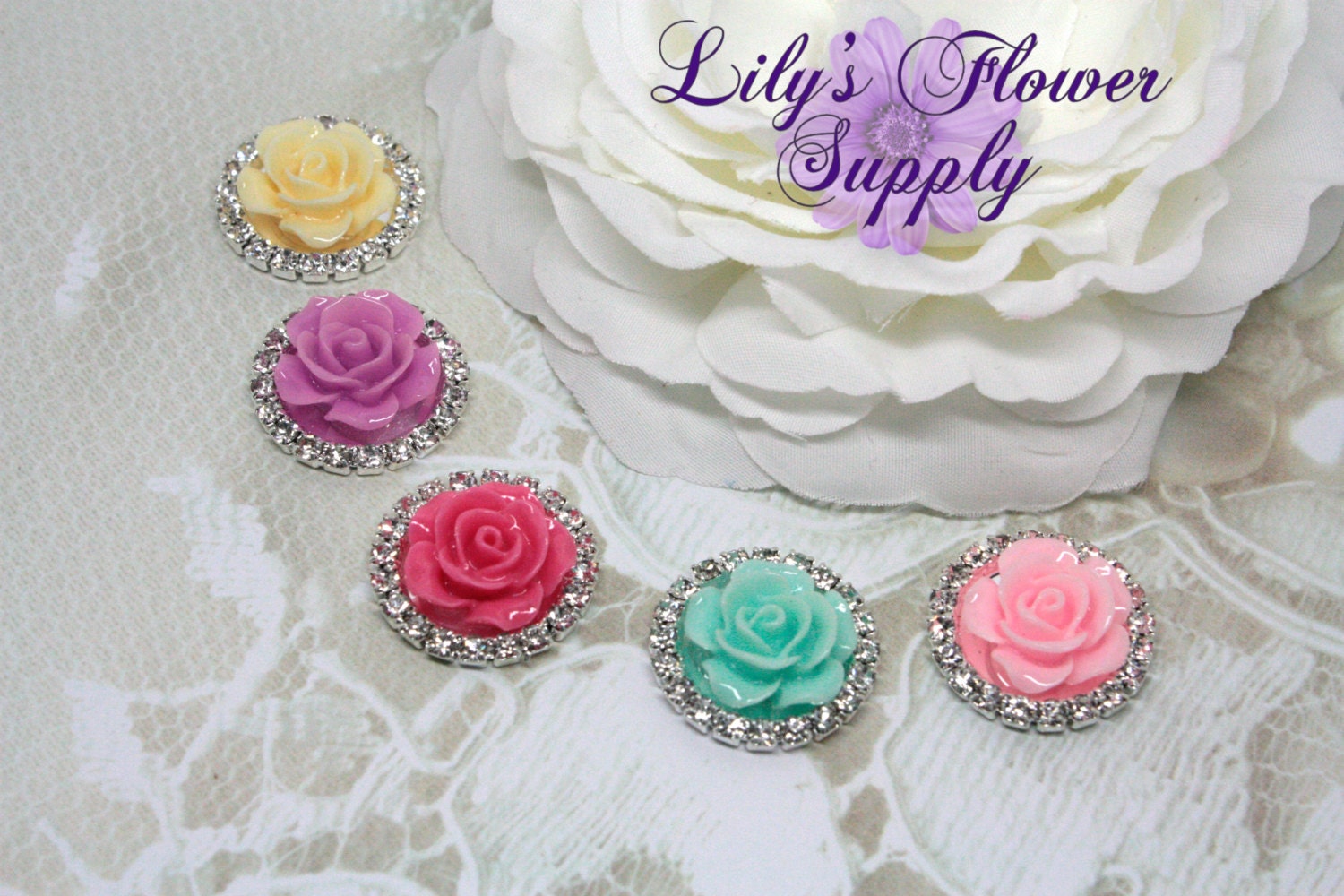 Rhinestone Button Rose Rhinestone Flatback Rhinestone - Etsy