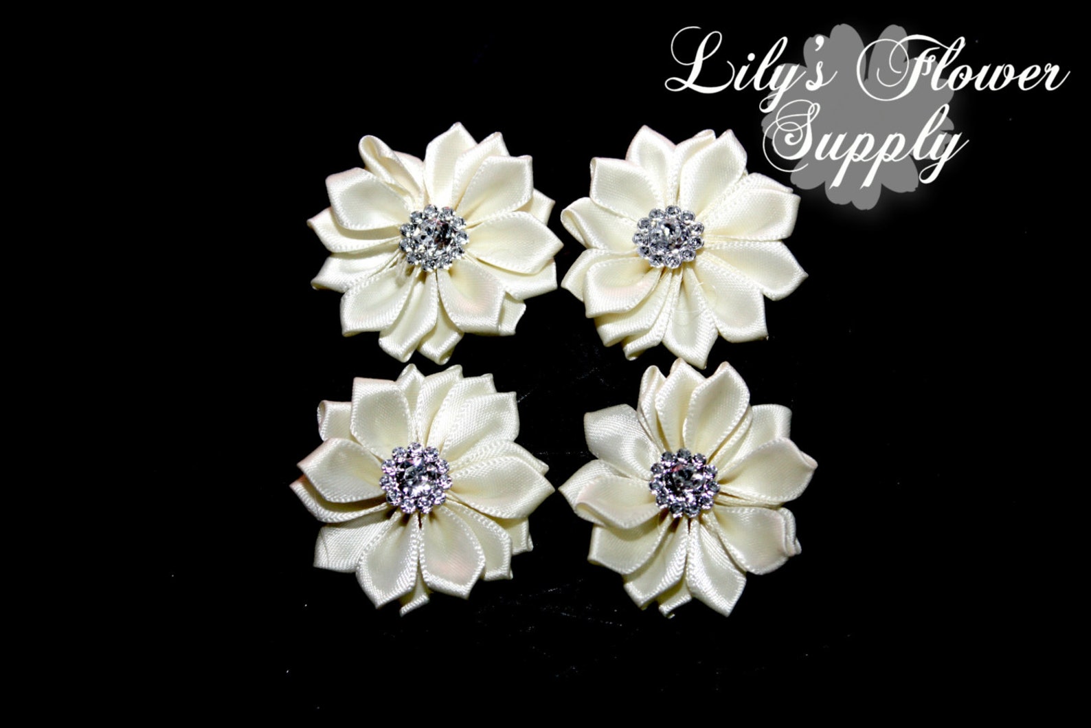 Ivory Satin Ribbon Flowers Multilayer Flower Wholesale - Etsy