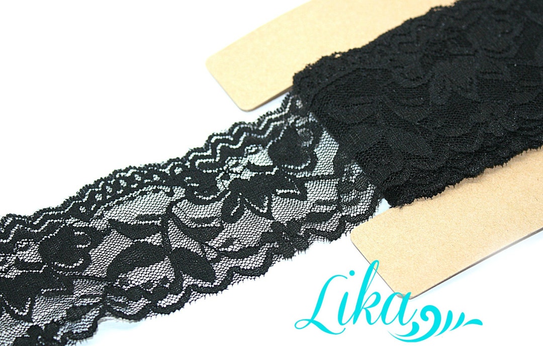 Strech Lace - Black - 2 Inch Wide Stretch Lace by Yard - Stretch Lace ...