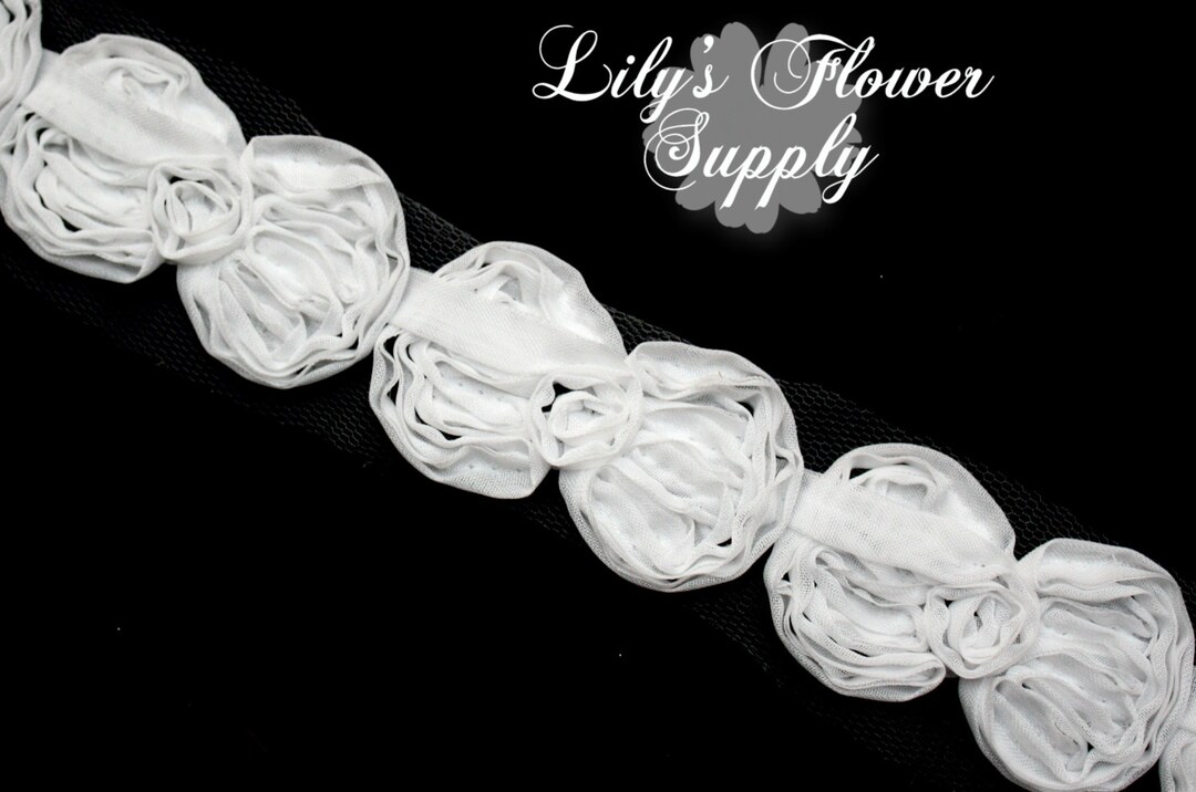 White Shabby Bow Trim - 2.5 Inch Bow Trim - Wholesale Shabby Bow ...