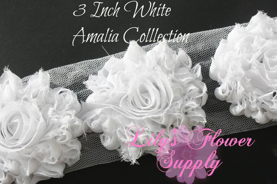 White Shabby Rose Trim - Shabby Flower Trim - Shabby Flower - 1 Yard ...