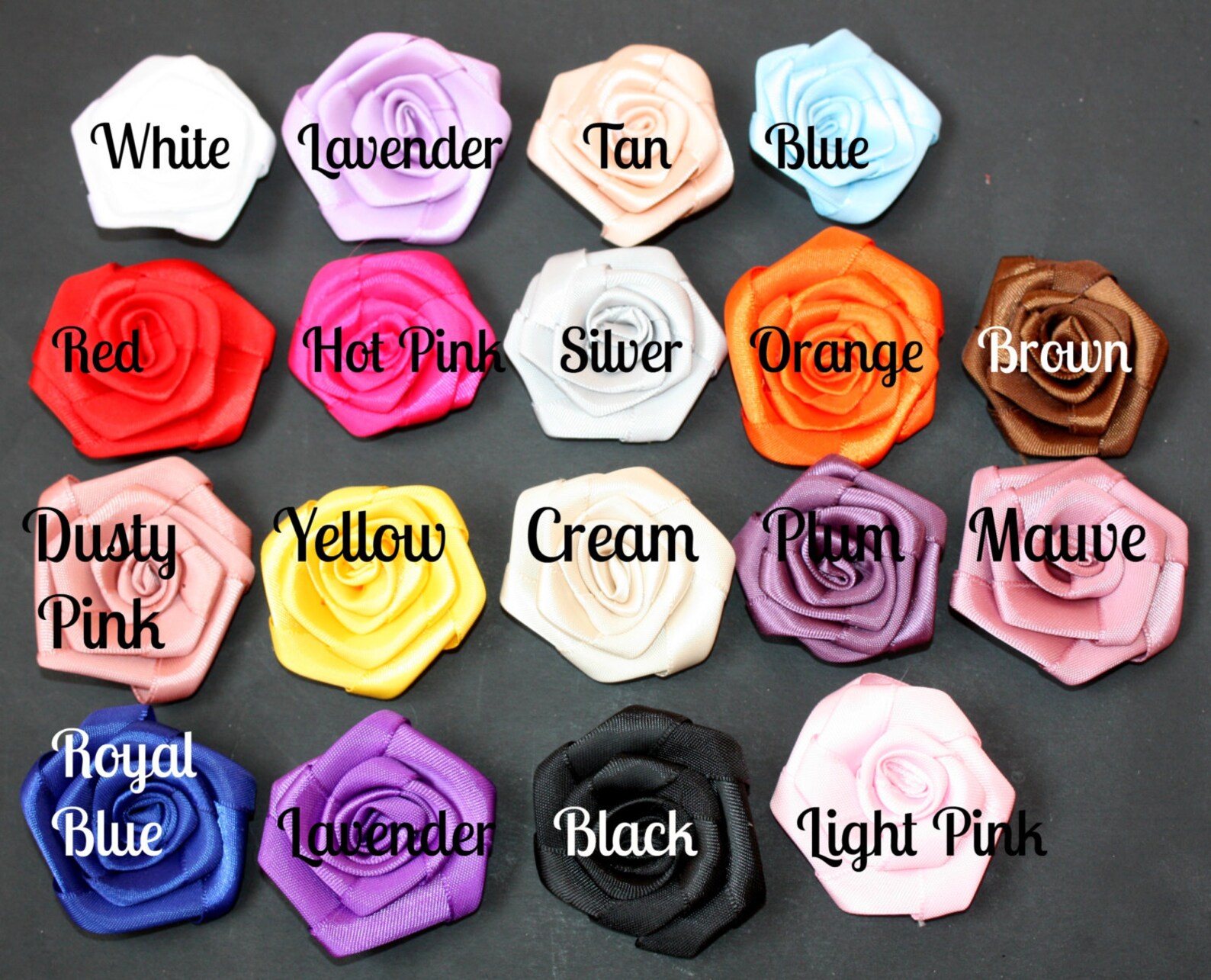 Flat Rolled Rosettes - Wholesale - 1.5 - 2 Inch - Satin Flower - Satin ...