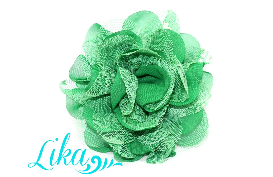 Emerald Shredded Lace Flowers Green Chiffon Flower Lace - Etsy