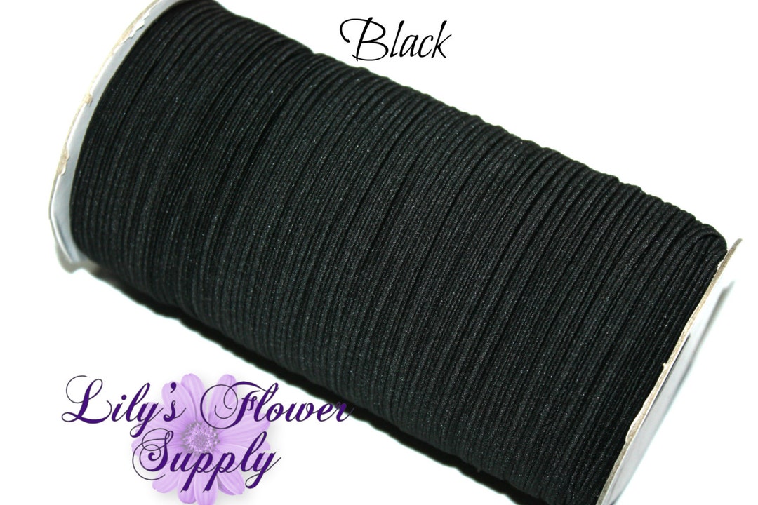 Black 1/8 Inch Elastic - Black - Skinny Elastic - Elastic by Yard ...