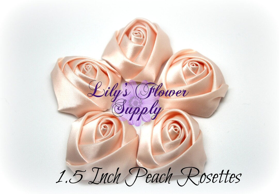 Peach Mini Rolled Rosettes Wholesale 1.5 Inch Satin Flower Satin ...