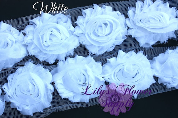 White Shabby Rose Trim Shabby Flower trim Shabby Trim | Etsy