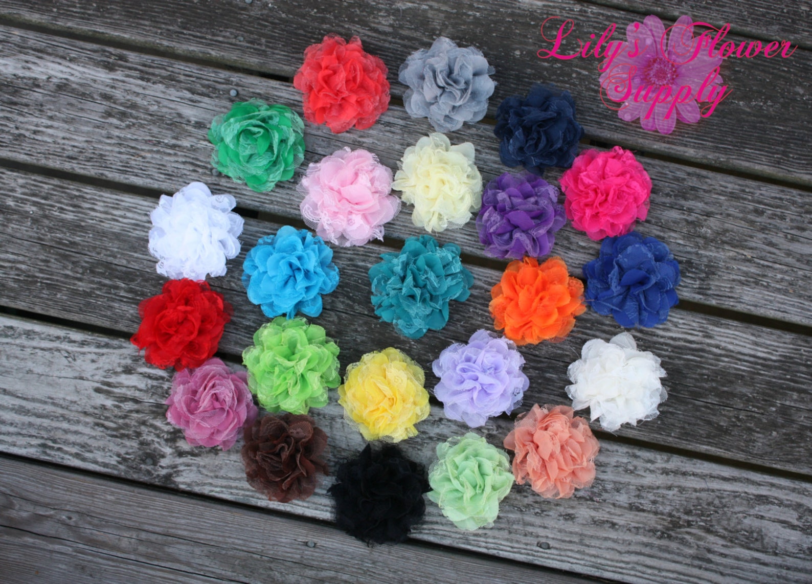 Choose THREE 3.75 inch Lace Flowers Shredded lace flower | Etsy