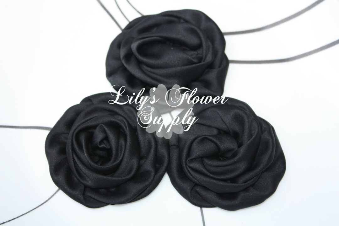 Satin Rolled Rosette - Set of 3 - Satin Flower - Satin Rose - Ruched ...