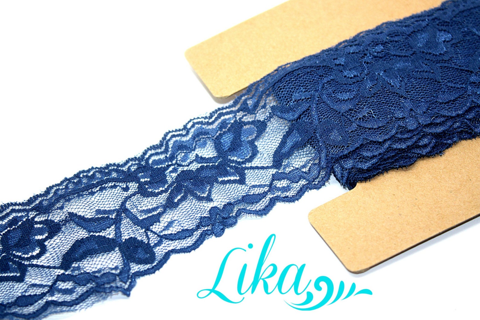 Navy Lace Elastic - 2 Inch Stretch Lace by Yard - Stretch Lace - Lace ...
