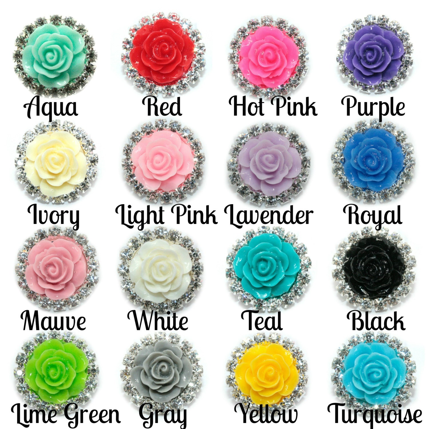 Rhinestone Button Rose Rhinestone Flatback Rhinestone - Etsy