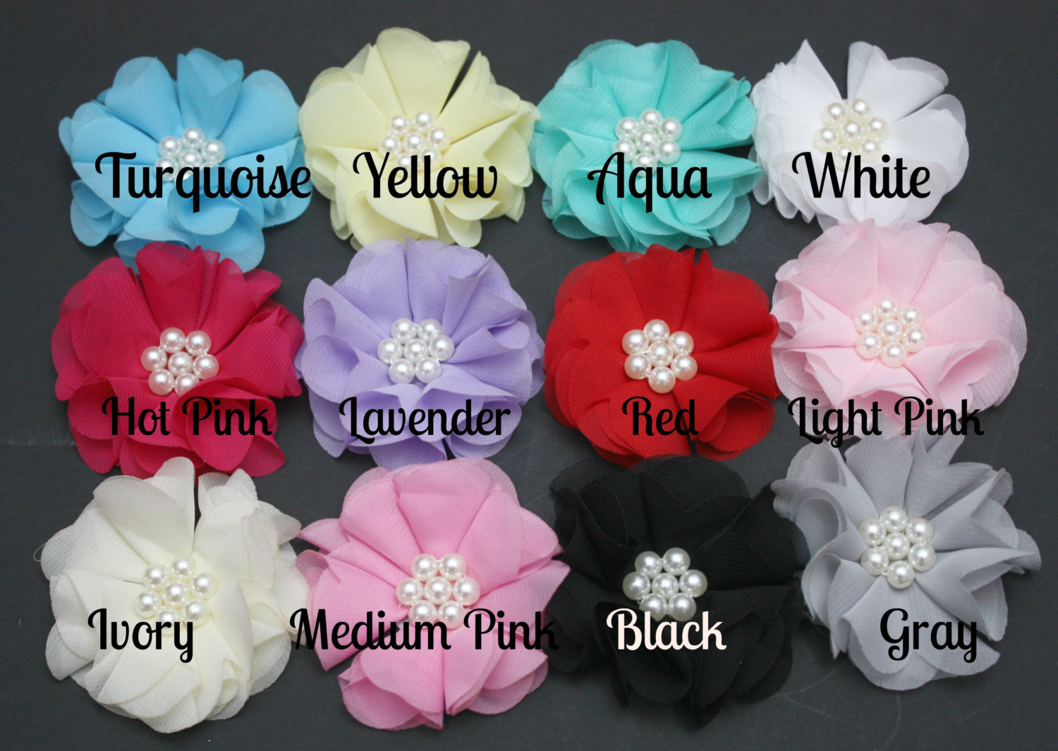 Chiffon Fabric Flowers - Wholesale - Chiffon - Beaded Flower - Choose ...